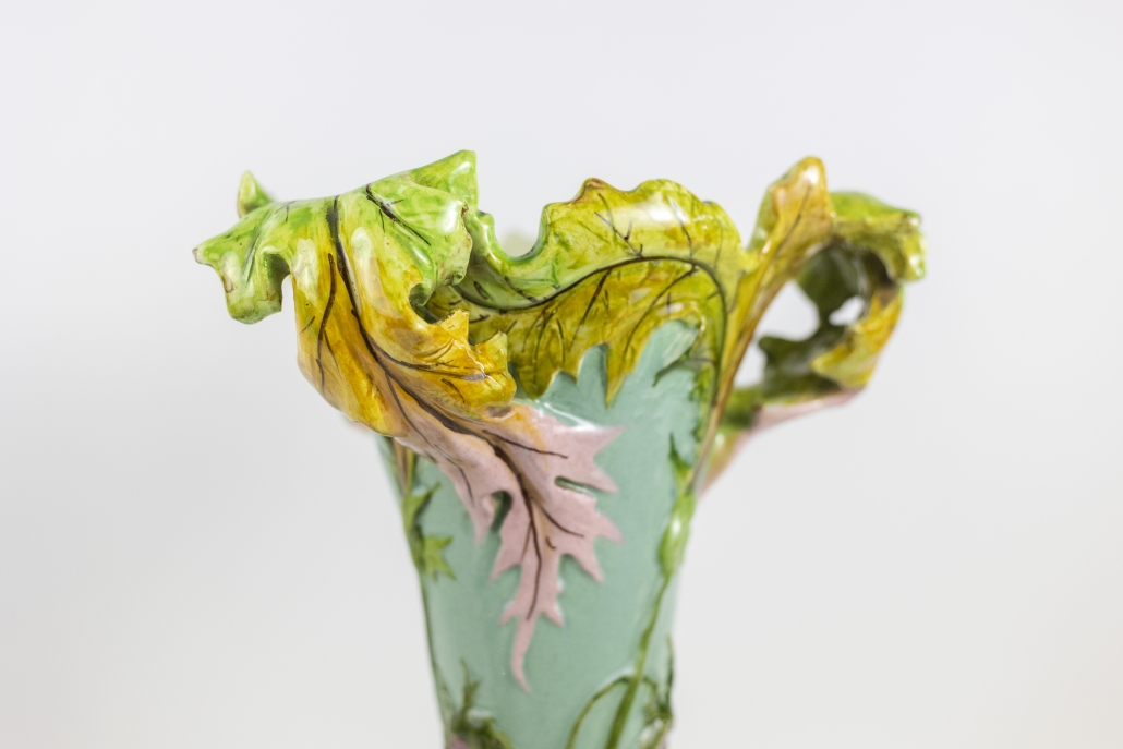 Pair of ceramic vases with thistles signed Jérôme Massier, Vallauris ...